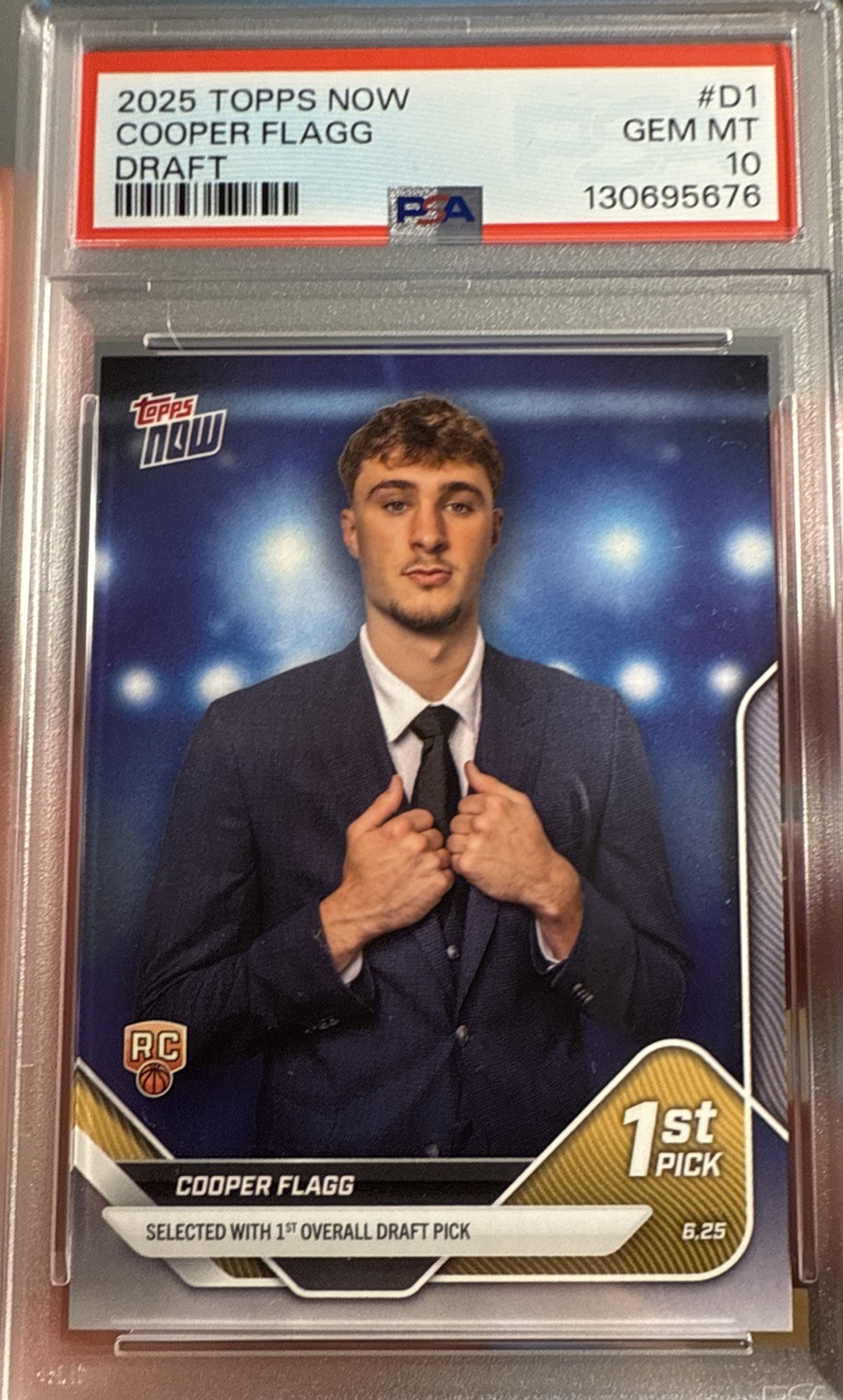 2025 Topps Now Rookie Cooper Flagg #D1 RC Draft PSA 10 GEM Mint MAVS ...