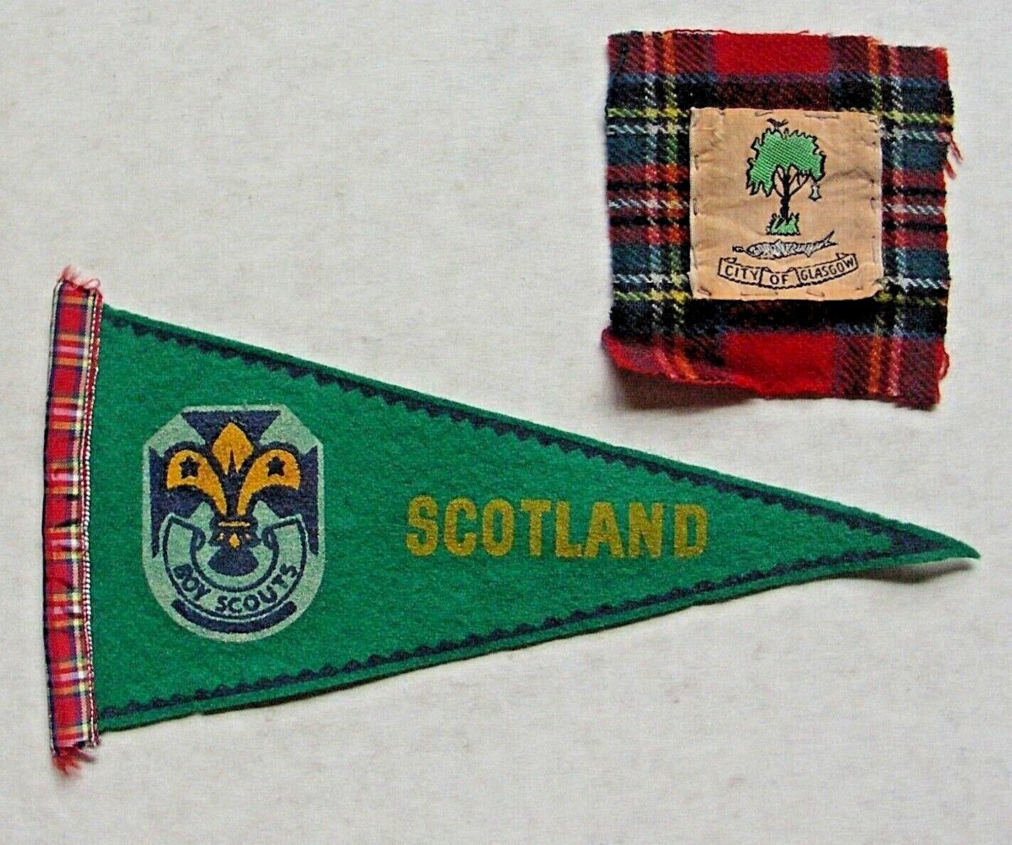 RARE LOT OF 2 BOY SCOUTS SCOTLAND CITY OF GLASGOW PATCH & PENNANT 1950 ...