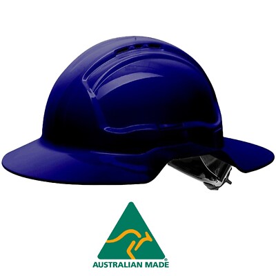Wide Full Brim Hard Hat BLUE Australian Made with 360° Broad Brim ...