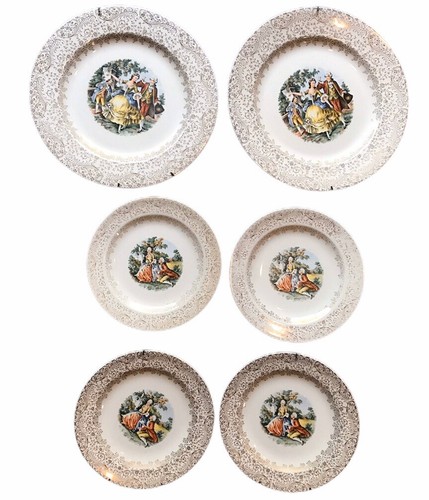 Royal China Warranted Colonial Plates (6) with 22 Karat Gold Floral ...