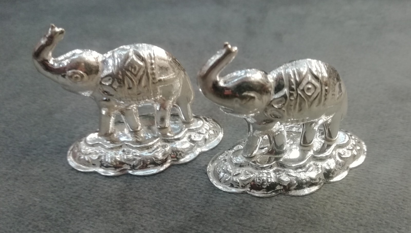 Pure Silver Elephant Idol Pair for Puja (Trunk Upside), Vastu and Rahu ...