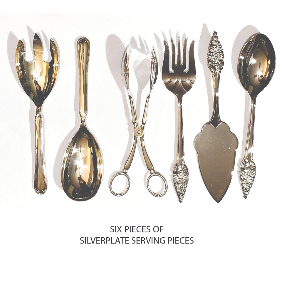 VINTAGE SIX PIECE SILVERPLATE SERVICE PIECES PREOWNED | eBay