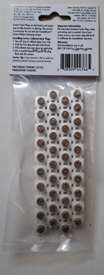 40 COLLATED FASTENMASTER CORTEX TREX ® COASTAL BLUFF PLUGS COMPOSITE ...