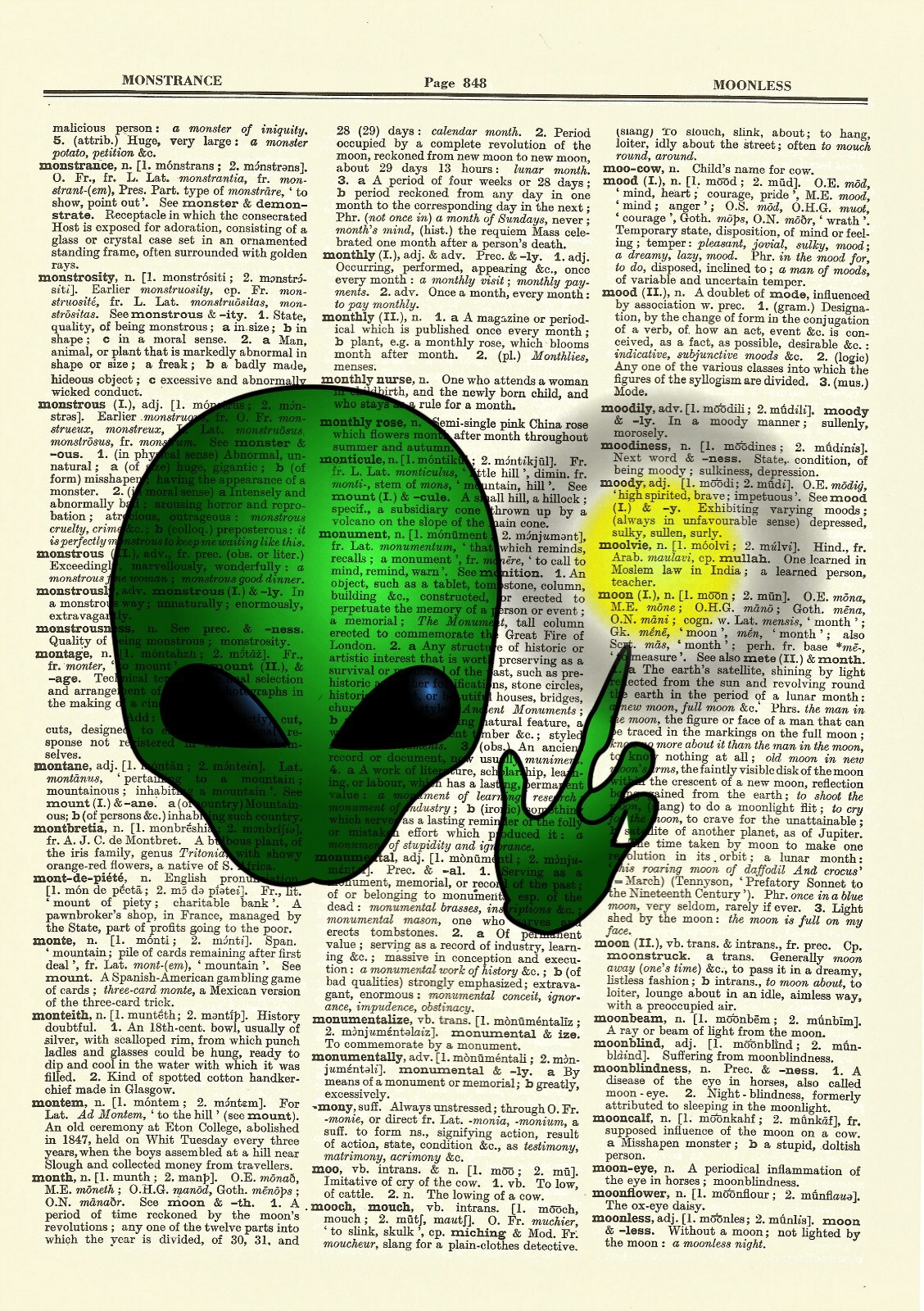 Alien Extraterrestrial Life Vintage Dictionary Art Print Picture Poster ...