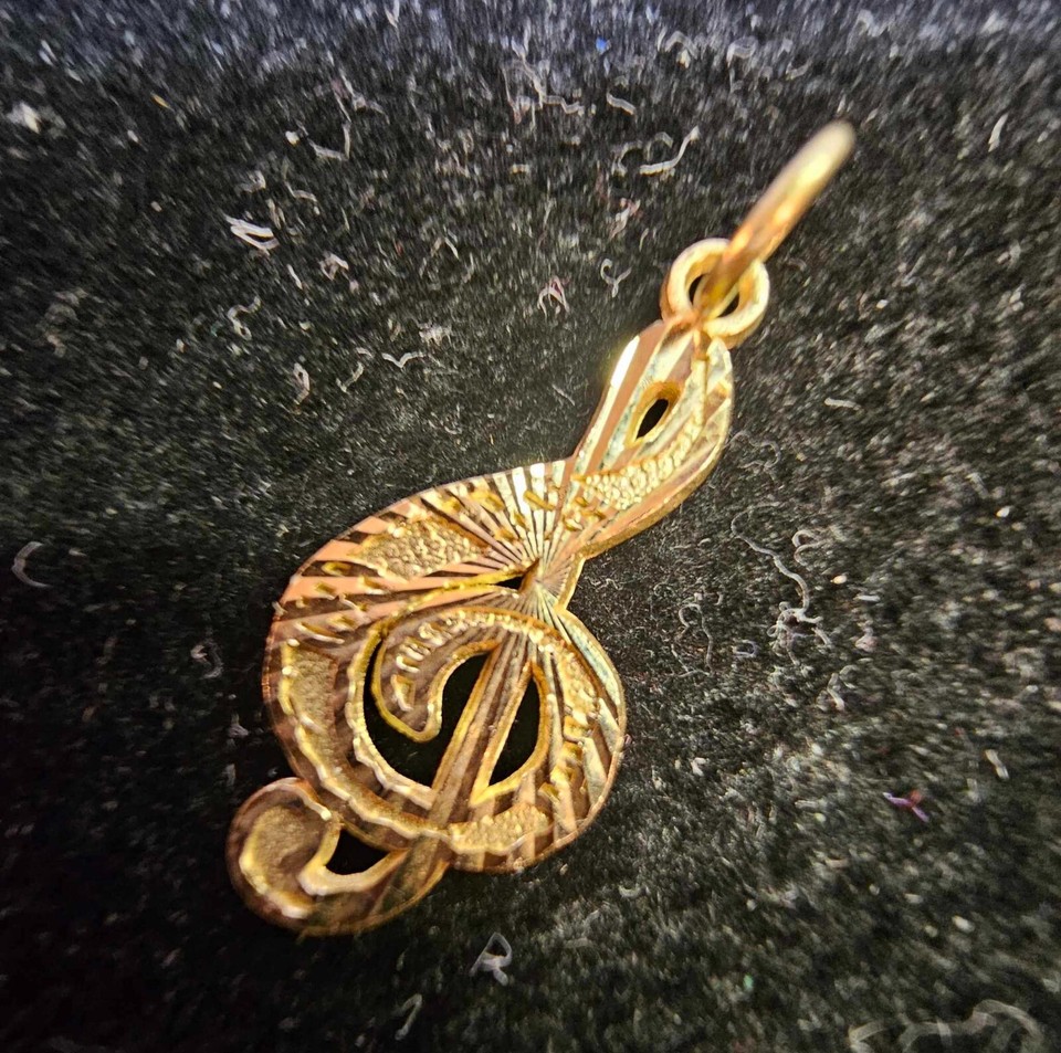 10K Gold Etched/ engraved Music Note Charm/ Pendant 1.10g - Tested- S81 ...