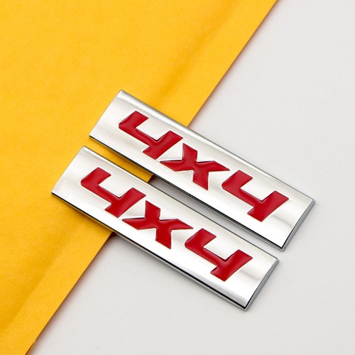 2x Red Metal 4x4 Emblem awd 4wd Logo Chrome Car Fender Trunk Badge SUV ...