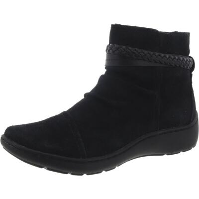 Clarks Womens CORA BRAIDBOOT Black Suede Ankle Boots 6 Medium (B,M ...