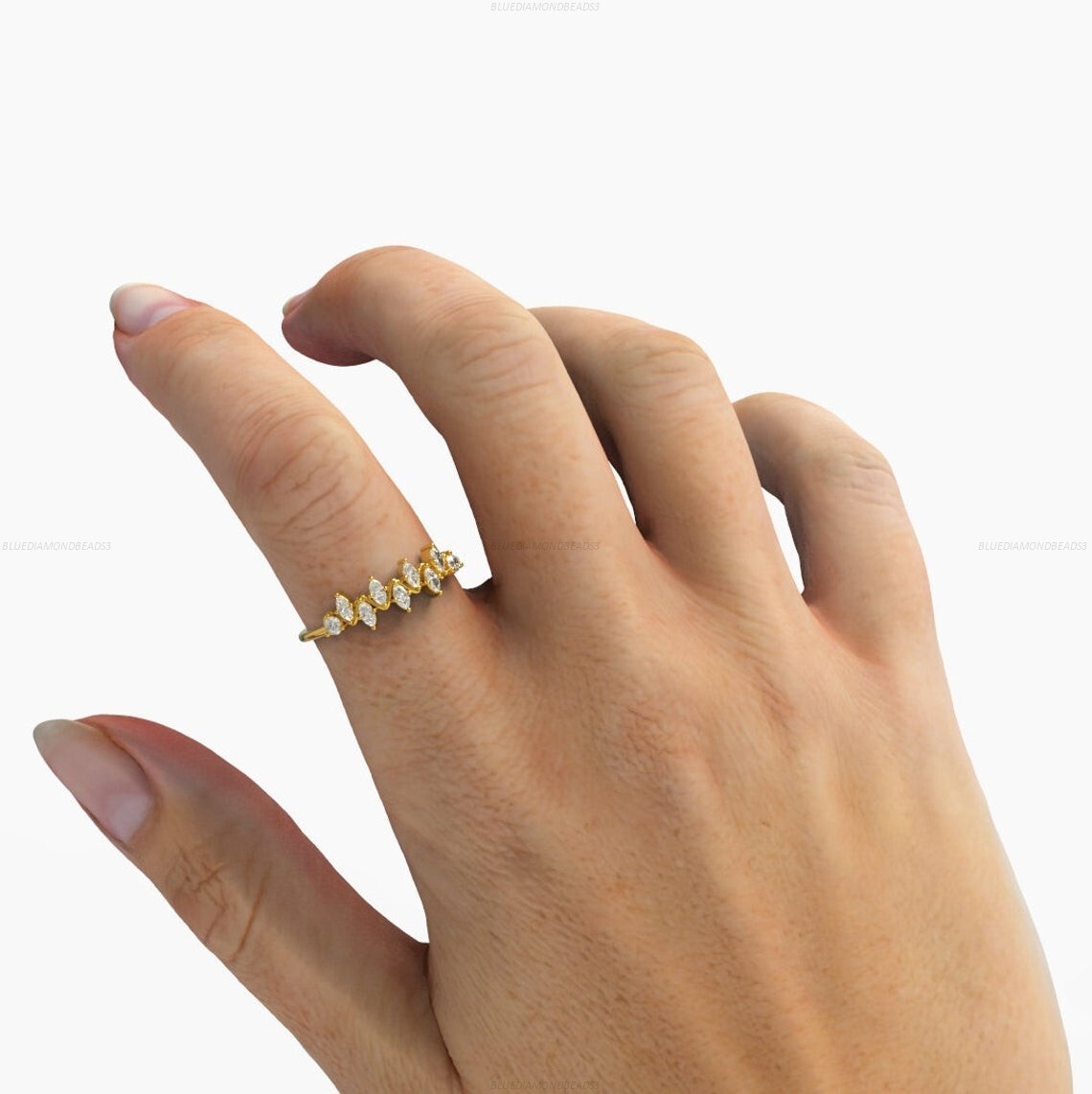 Zig Zag Stackable Fine Anniversary Ring 14k Yellow Gold Natural Diamond | eBay