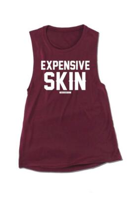 NEW InkAddict WOMENS EXPENSIVE SKIN Flowy Tank Top MAROON / WHITE SMALL ...