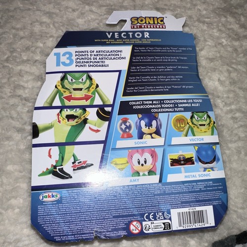 Sonic The Hedgehog 4” Vector Action Figure with Super Ring Jakks ...