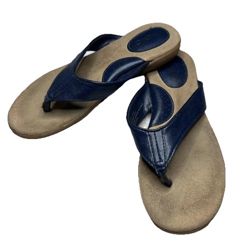 BOC Sandals Women Size 7M Faux Leather Slip-on Flip Flop Thong Navy ...