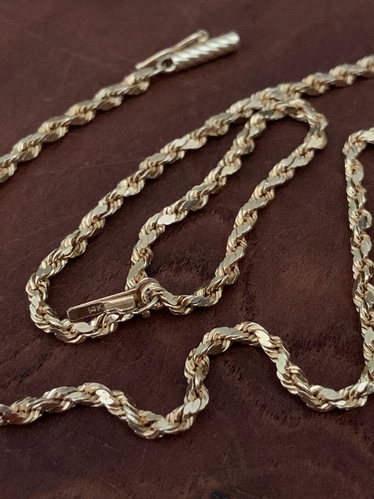 14k Gold 22 Inch Diamond Cut Rope Chain - Gem