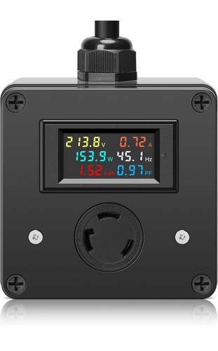 AC Power Meter with Color LCD Digital Display Screen and NEMA L6-30 ...