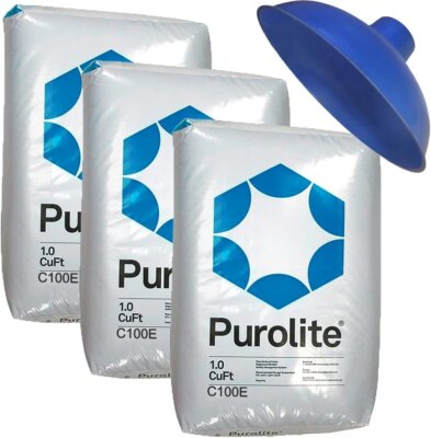 Purolite C100E High Capacity Water Softener Refill Kit - 3 cu ft (96k ...