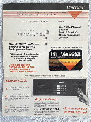 BANK OF AMERICA VERSATEL MONEY CONVENIENCE SYSTEM Credit Card EXP 07/85 ...