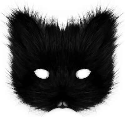Realistic Cat Fox Mask Half Fursuit Mask Fluffy Furry Plush Cat Fox ...