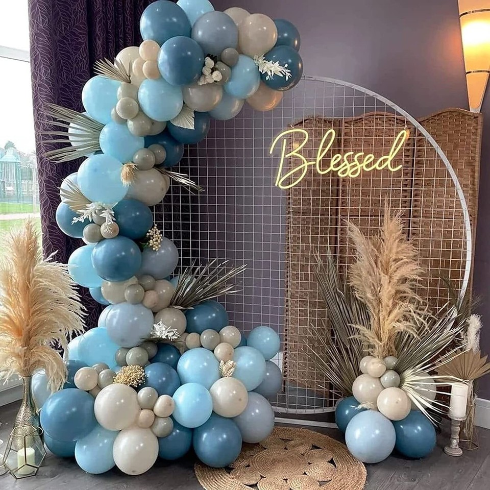 Dusty Blue Balloons Garland Kit, Fog Blue Royal Blue Pastel Blue Sand ...