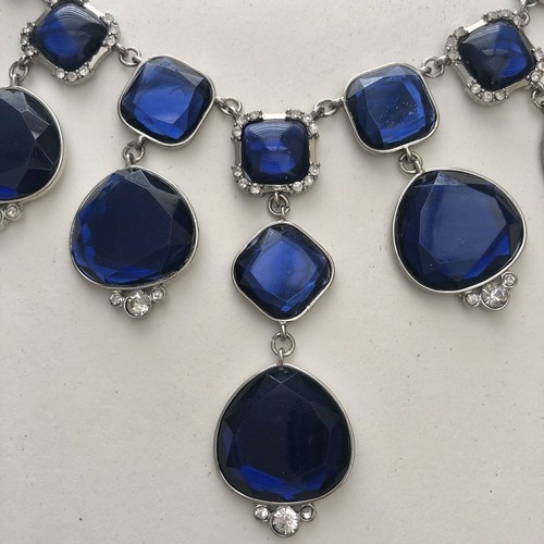 Stunning WBHM White House Black Market Royal Blue Crystals Bib Necklace ...