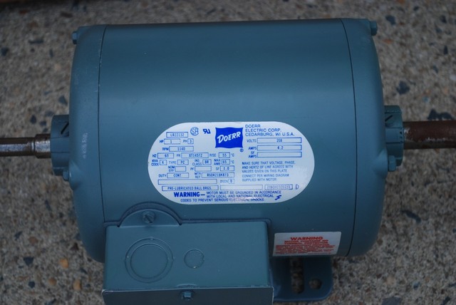 Doerr 1/3 HP Electric Motor 115 VAC 1725 RPM 1 Phase H48y Frame LR22132 ...