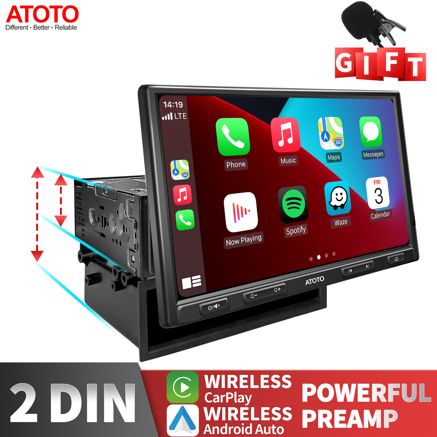 ATOTO F7XE 10IN Single 1DIN Car Stereo SXM Radios Wireless Android Auto ...