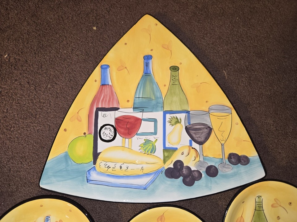 HausenWare Mary Jane Mitchell Wine Cheese Fruit 4pc Appetizer Platter ...