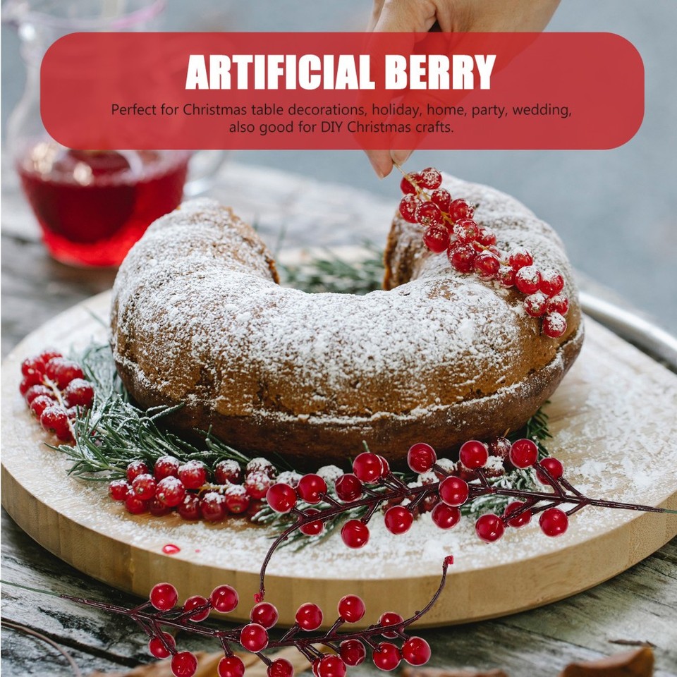 12 Pcs Fake Berry Stems Artificial Red Berry Branches for Party ...