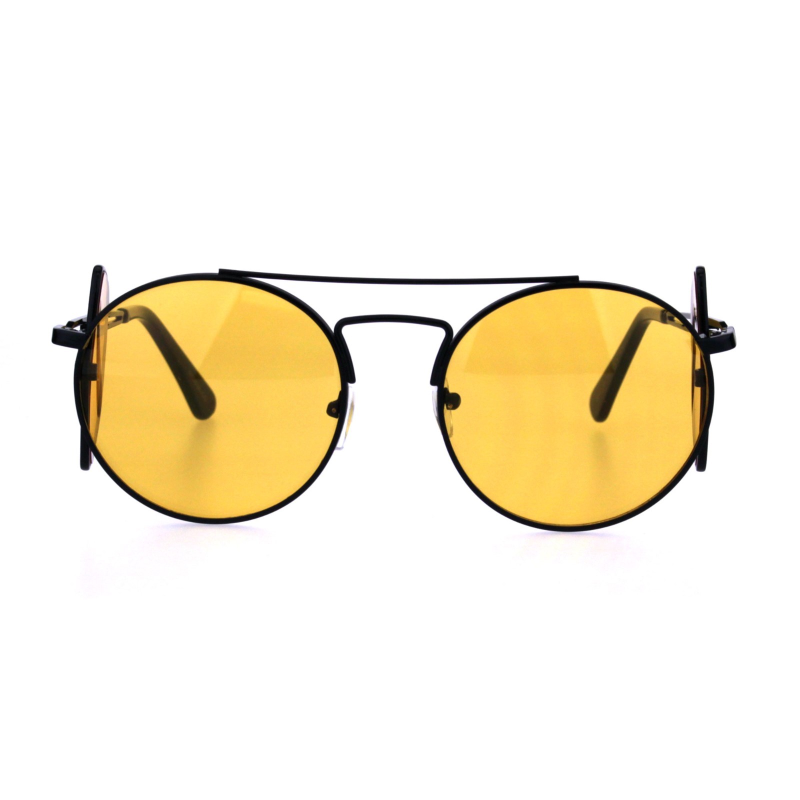 Mens Pimp Side Visor Round Circle Color Lens Metal Rim Sunglasses | eBay