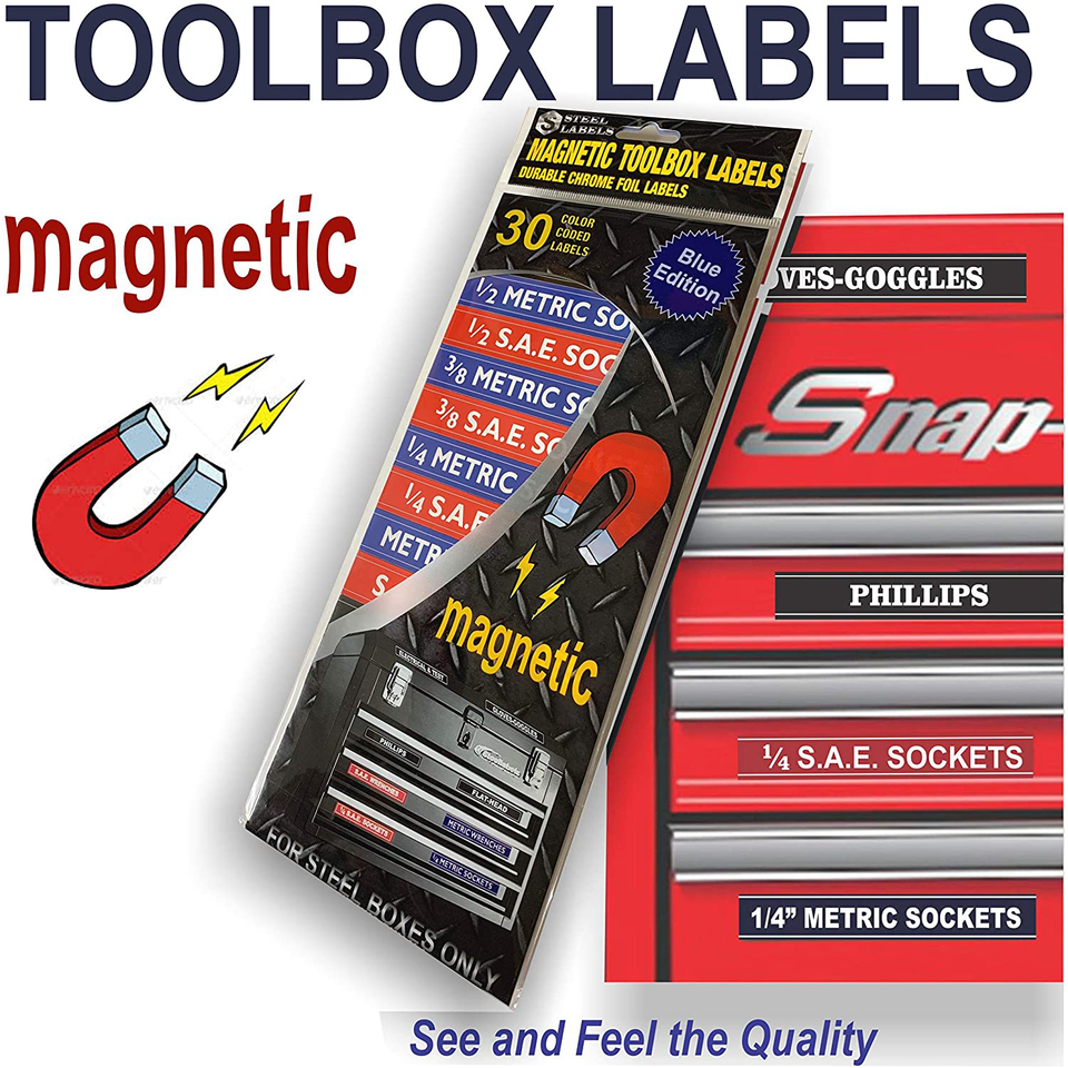 30 Magnetic Labels For Tool Box Chest Drawer Mechanic Organizer Coated ...