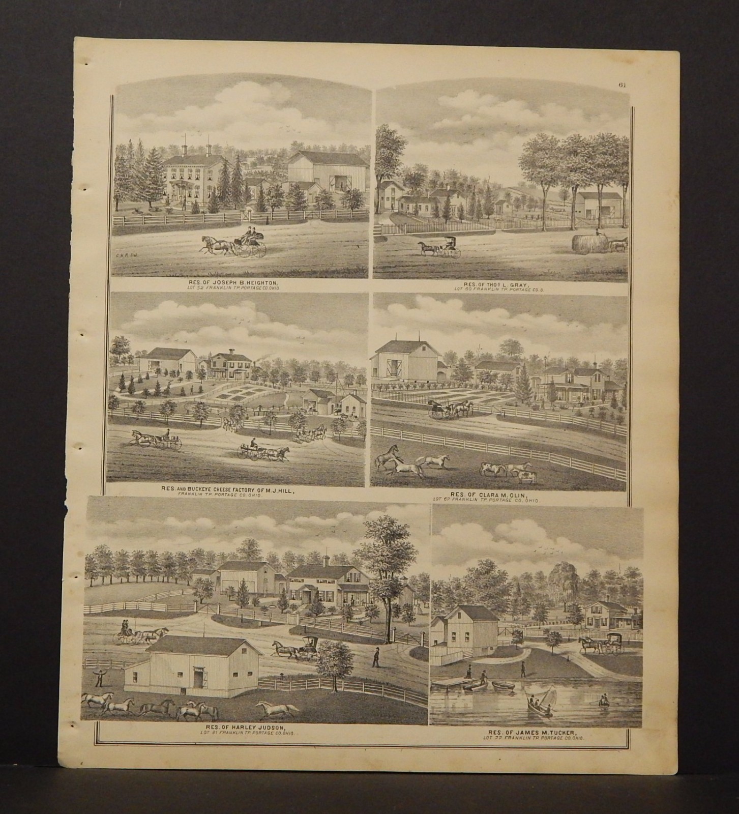 Ohio Portage County Map Windham Township 1874 Dbl Side Y14#51 | eBay