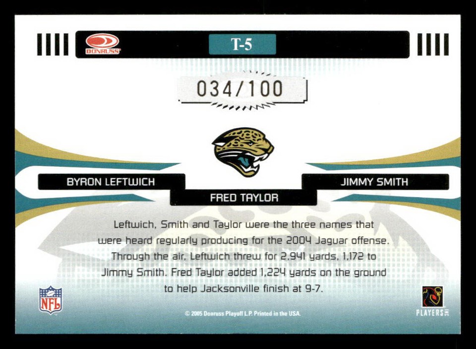 2005 Gridiron Gear #T-5 Leftwich / Taylor / Smith Triplets Gold ...