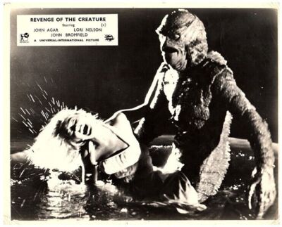 Revenge of the Creature the Gill Man shrieking Lori Nelson in water ...
