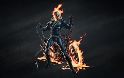 Marvel ghost rider comics illustration art fire chains playmat gaming ...