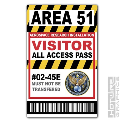 Full Colour Printed Novelty ID- AREA 51 VISITOR PASS CARD (Roswell ...