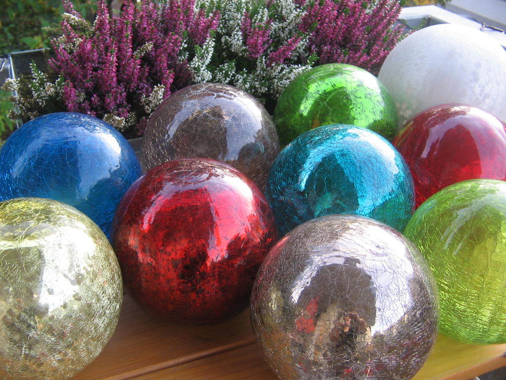 Große Frostsicher Dekokugel Garten Glaskugel Lightball Craque 12cm Glas ...