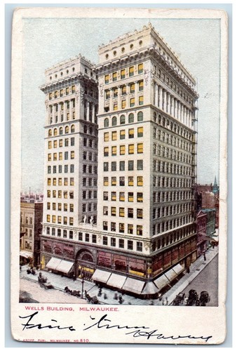 Milwaukee Wisconsin WI Postcard Wells Building Exterior Roadside 1905 ...