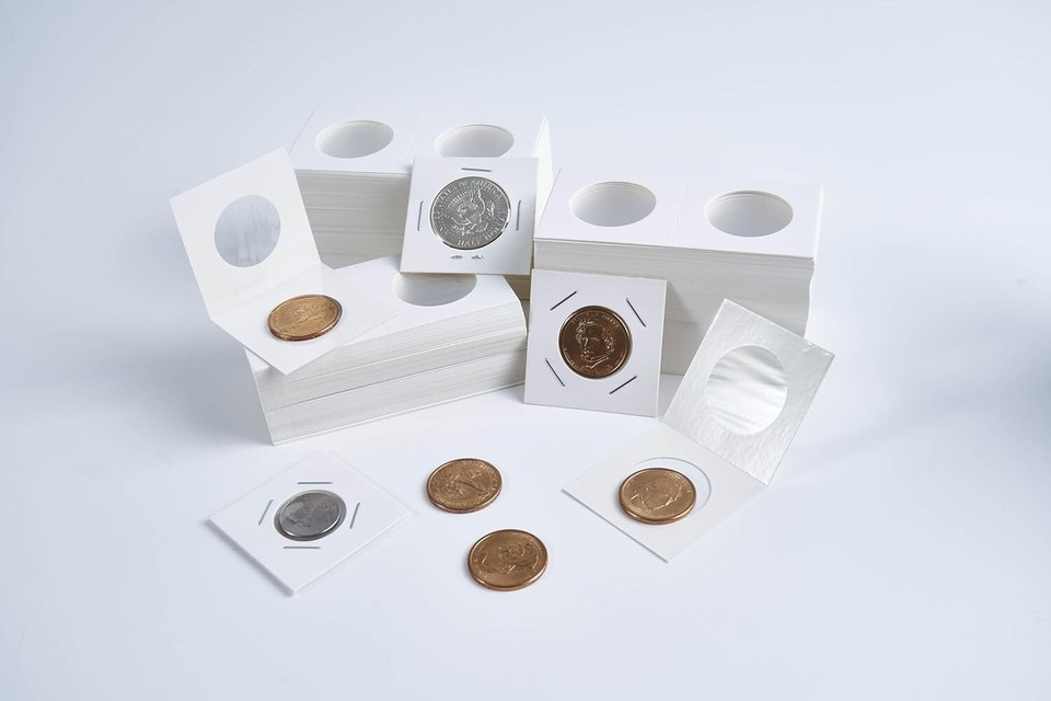 Boen 600PCS Coin Flips in 6 Sizes Cardboard Holders for Colletors 2x2 ...