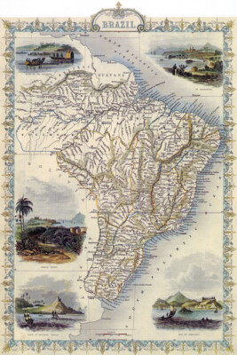1800'S MAP BRAZIL RIO JANEIRO BAHIA AMAZON BIRD EYE VIEW VINTAGE POSTER ...