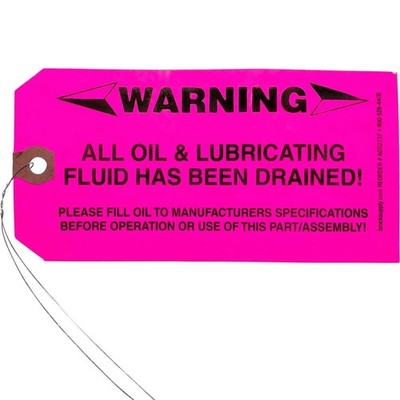 Warning – Oil and Lubricating Fluid Has Been Drained! No Oil Tags ...