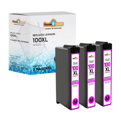 3PK 100XL Magenta 14N1070 Inkjet Cartridges for Lexmark PRO 205 705 805 ...