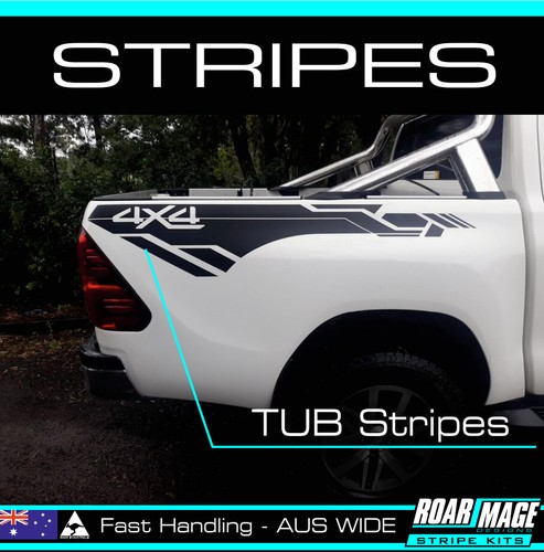 AM TUB stripes decals stickers fits 2015-2024 TOYOTA Hilux 4x4 - Side ...