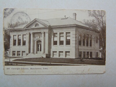 E2484 Postcard Carnegie Library Manchester Iowa IA -rough Edges | eBay
