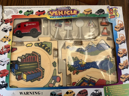 vintage battery operated vehicle puzzle play set. Fire dept. 8 ...