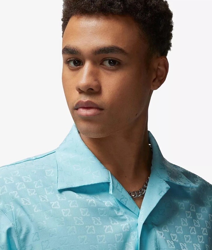 Nike Jordan Sz S Essentials Button Down Blue Short Sleeve Shirt DX9681 ...
