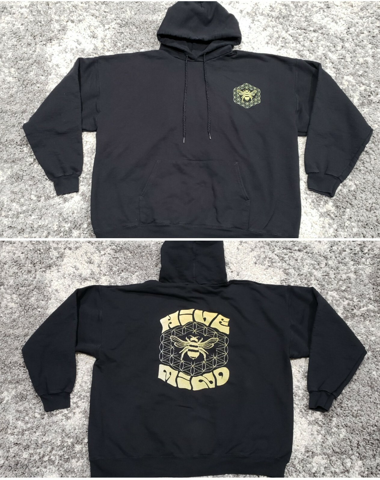 HIVE MIND COLLECTIVE Graphic Bee Logo Hoodie Men XL B… - Gem