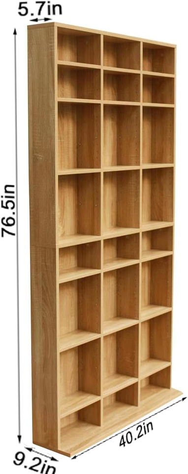 Oak Storage Shelf Rack Unit Free Standing Bookcase Video Games 1116 CD ...