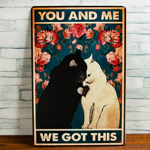 Snuggling Cats Tin Sign - 20cm x 30cm - Antique Style - YOU AND ME ...