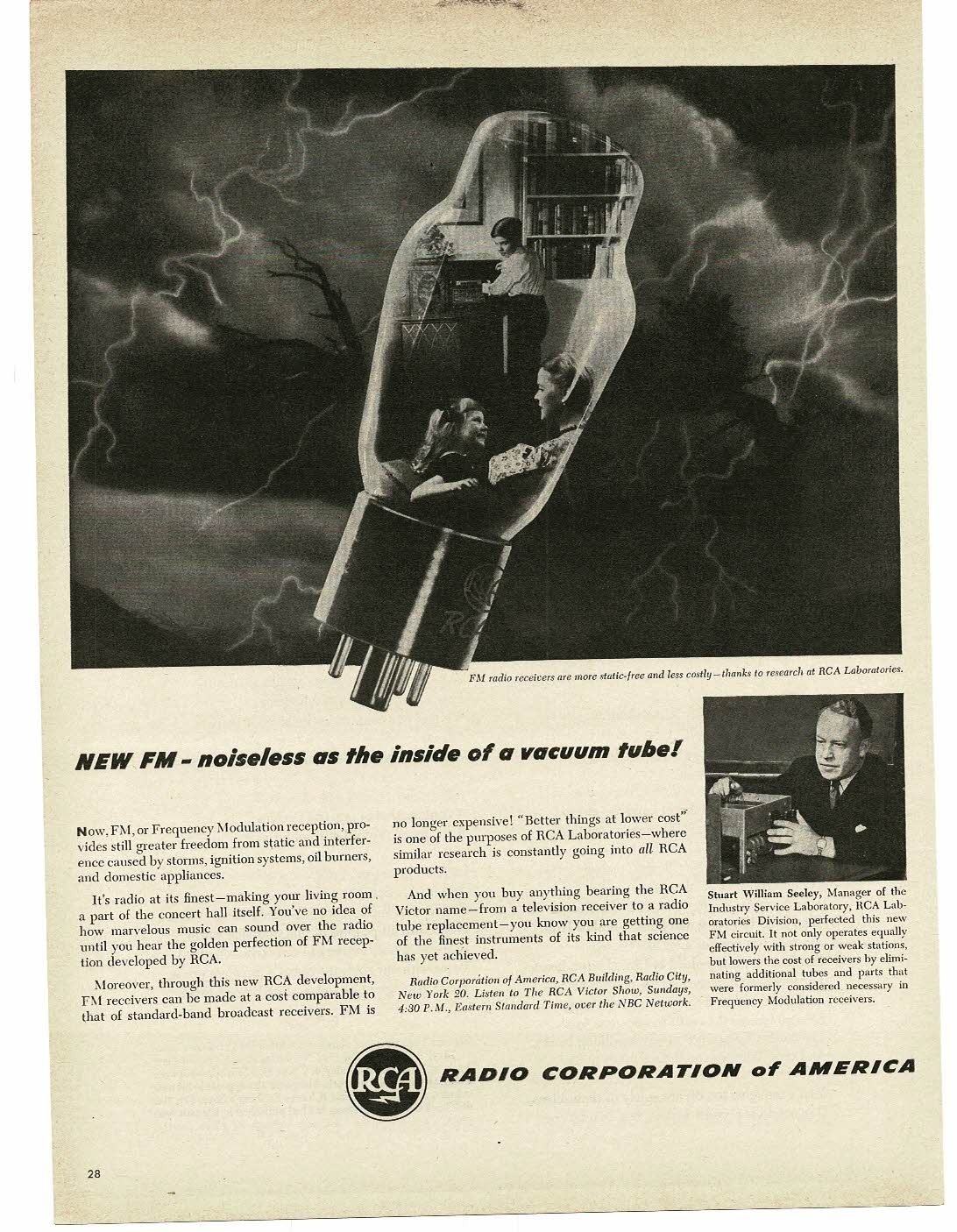 1946 RCA New FM Radio static free cheaper, Vacuum Tube Vintage Print Ad ...