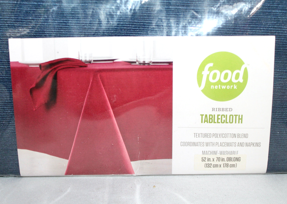 FOOD NETWORK Ribbed Tablecloth 52 x 70 Oblong Indigo Blue Textured Poly ...