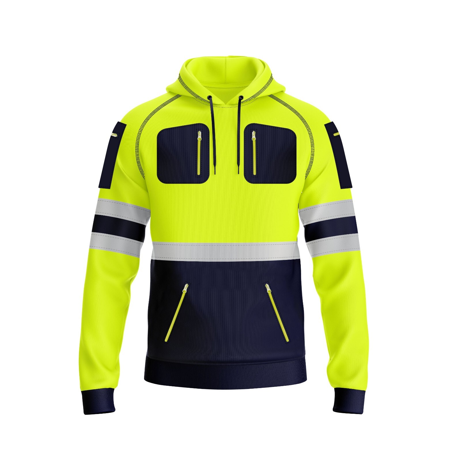 Hi Vis Viz High Visibility Safety Work Security Pocket Pullover Hoody ...