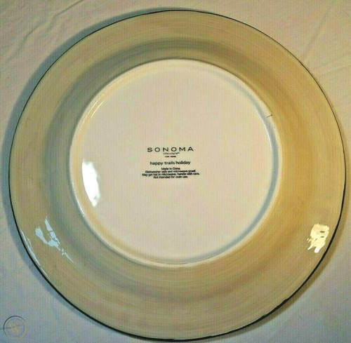 Happy Trails Holiday Sonoma Life style DINNER PLATE cowboy boots new ...